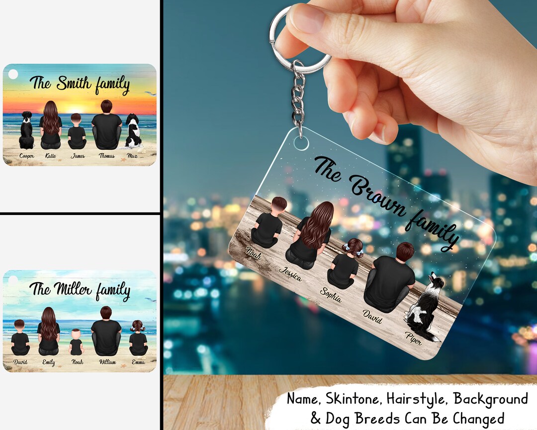 Family Sitting Back View Retro Vintage Beach Landscape Personalized ...
