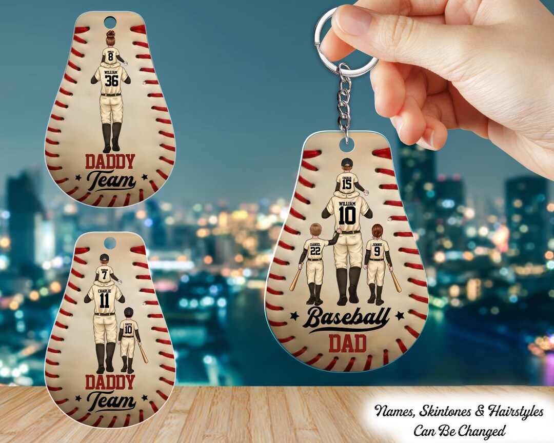 Baseball Dad - Family Personalized Custom Shaped Acrylic Keychain ...