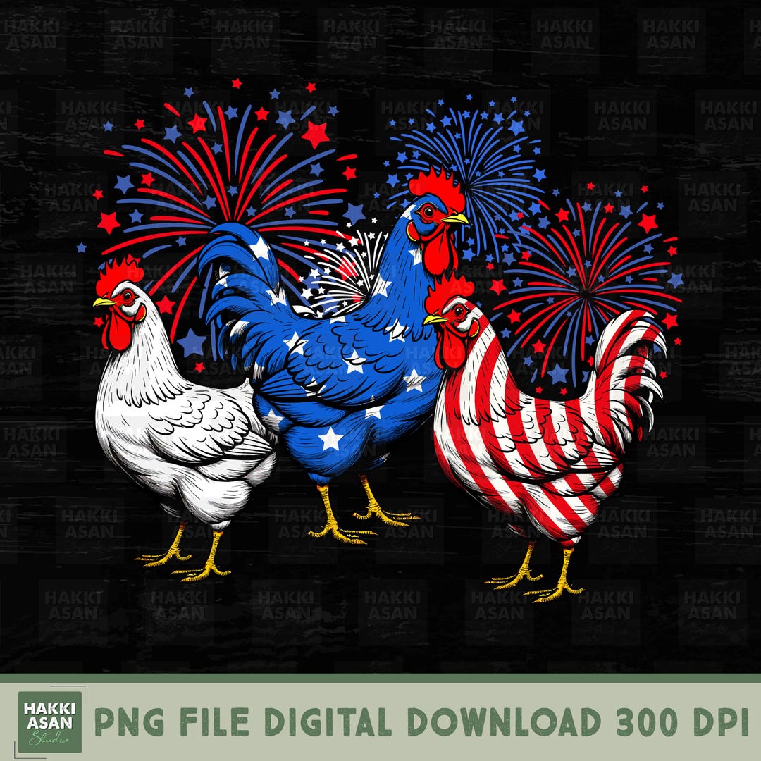 Patriotic Firework Red White Blue Chicken USA Flag July 4th, Patriotic ...