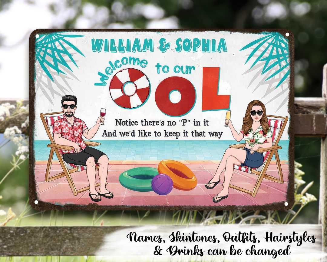 Family Welcome to Our Pool Metal Sign - Personalized Custom Classic ...