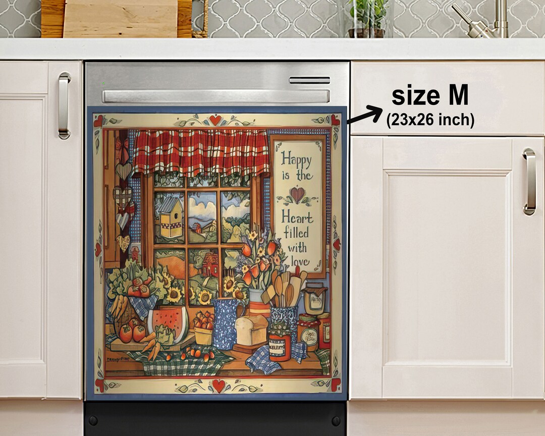 Farm Life Decor Kitchen Dishwasher Cover Happy is the Heart Filled With ...