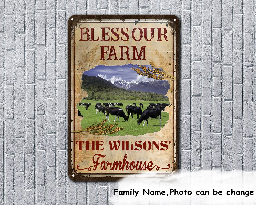 Custom Photo Farm Bless Our Farm - Farmhouse Decor - Personalized ...