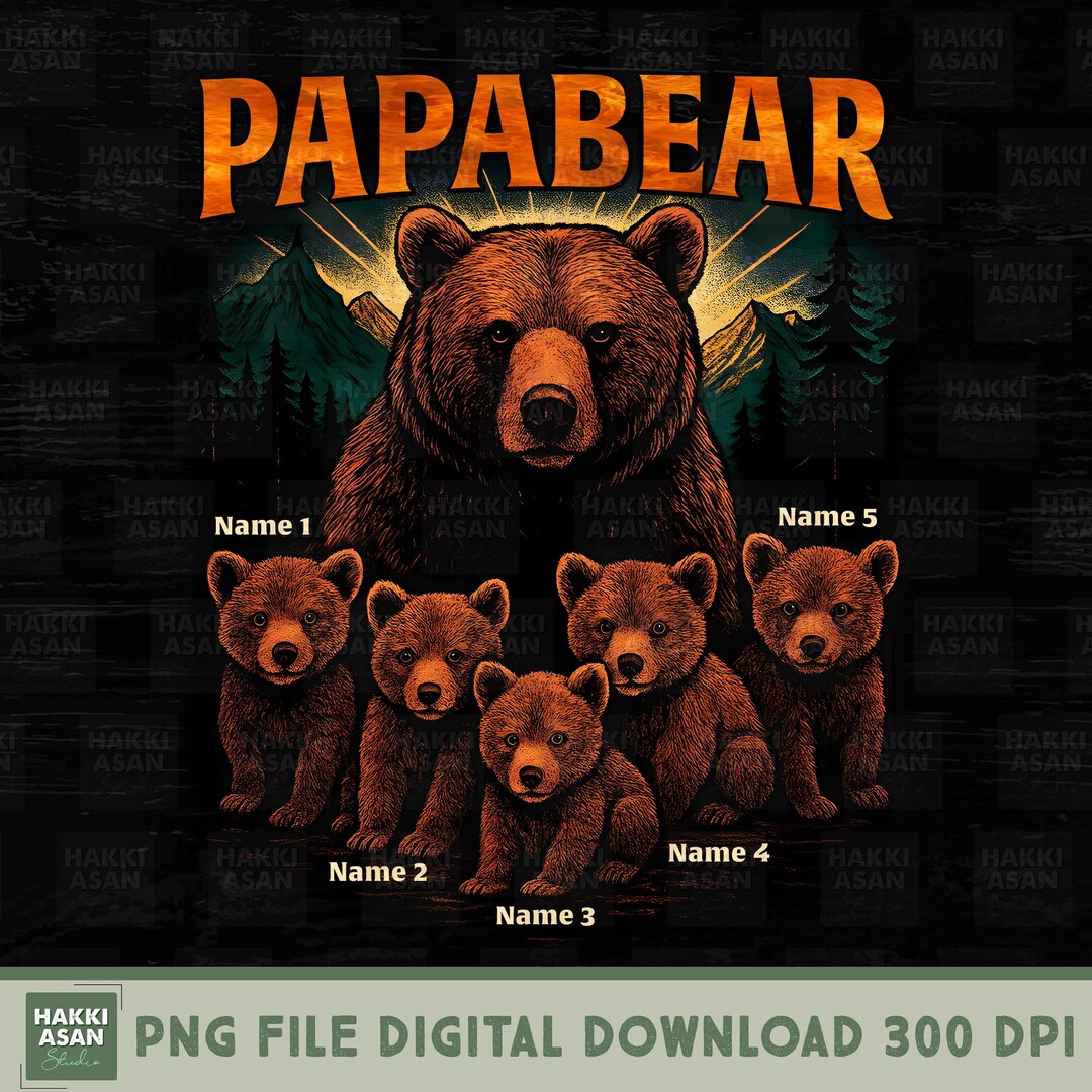 Protected by Papa Bear - Family Personalized PNG - Father's Day, Gift ...