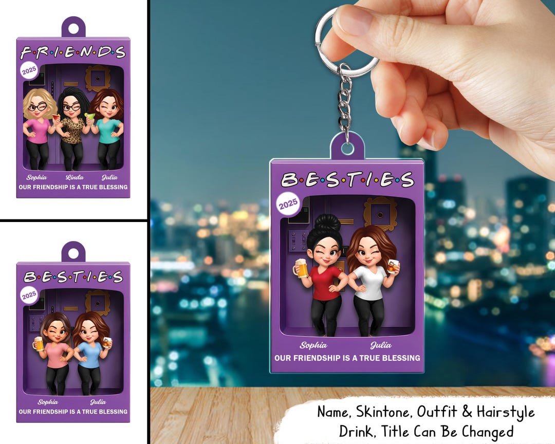 Besties Forever Best Friends Purple Toy Box Style Personalized Acrylic ...