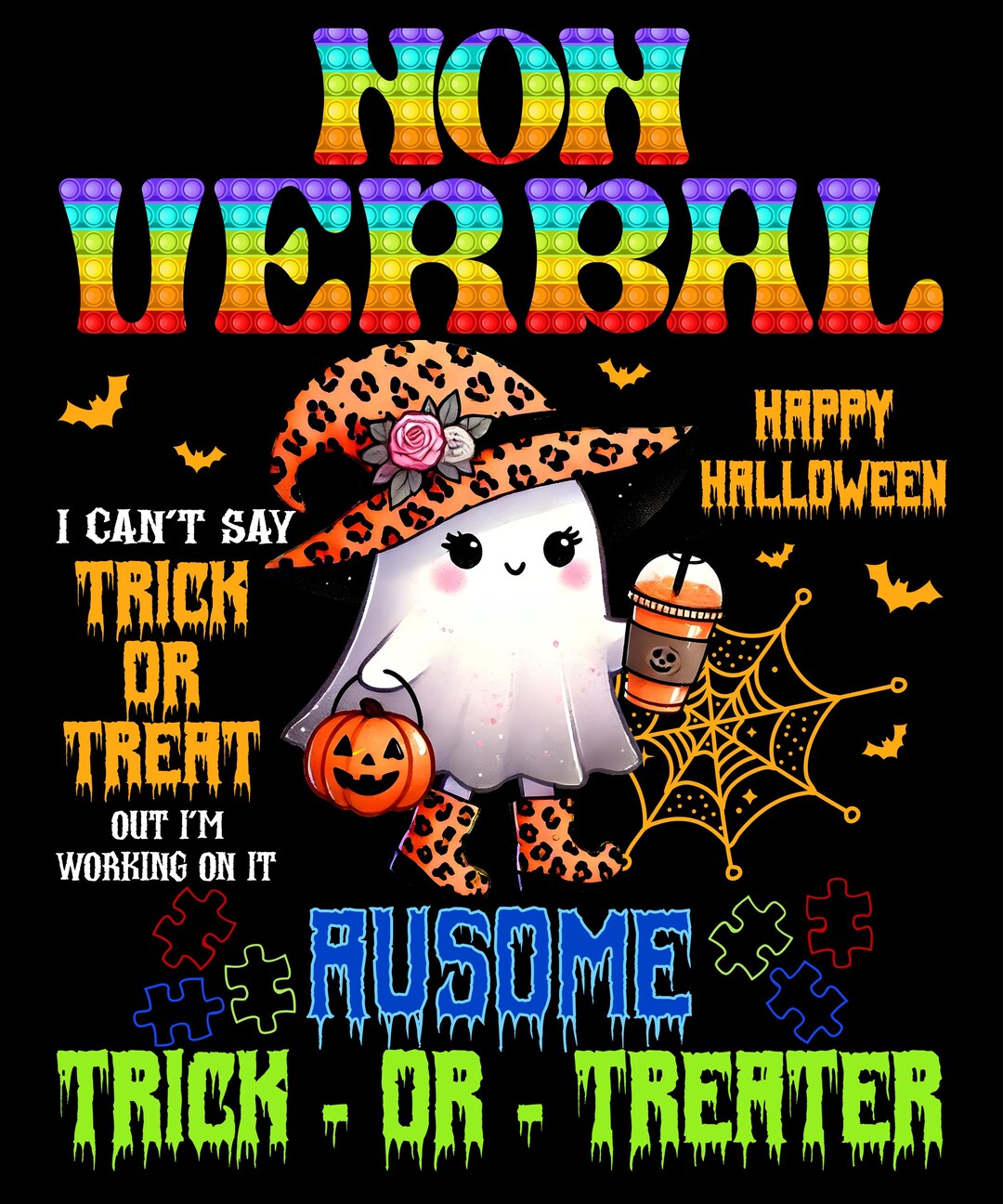 Non-verbal Ausome Trick-or-treater Halloween Autism PNG, Autism ...