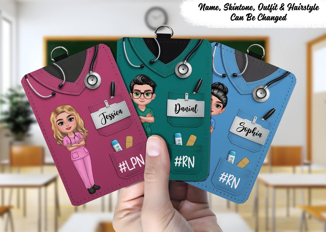 Scrub Theme Nurse Cna Cma RN LPN Name Personalized ID Badge Holder ...