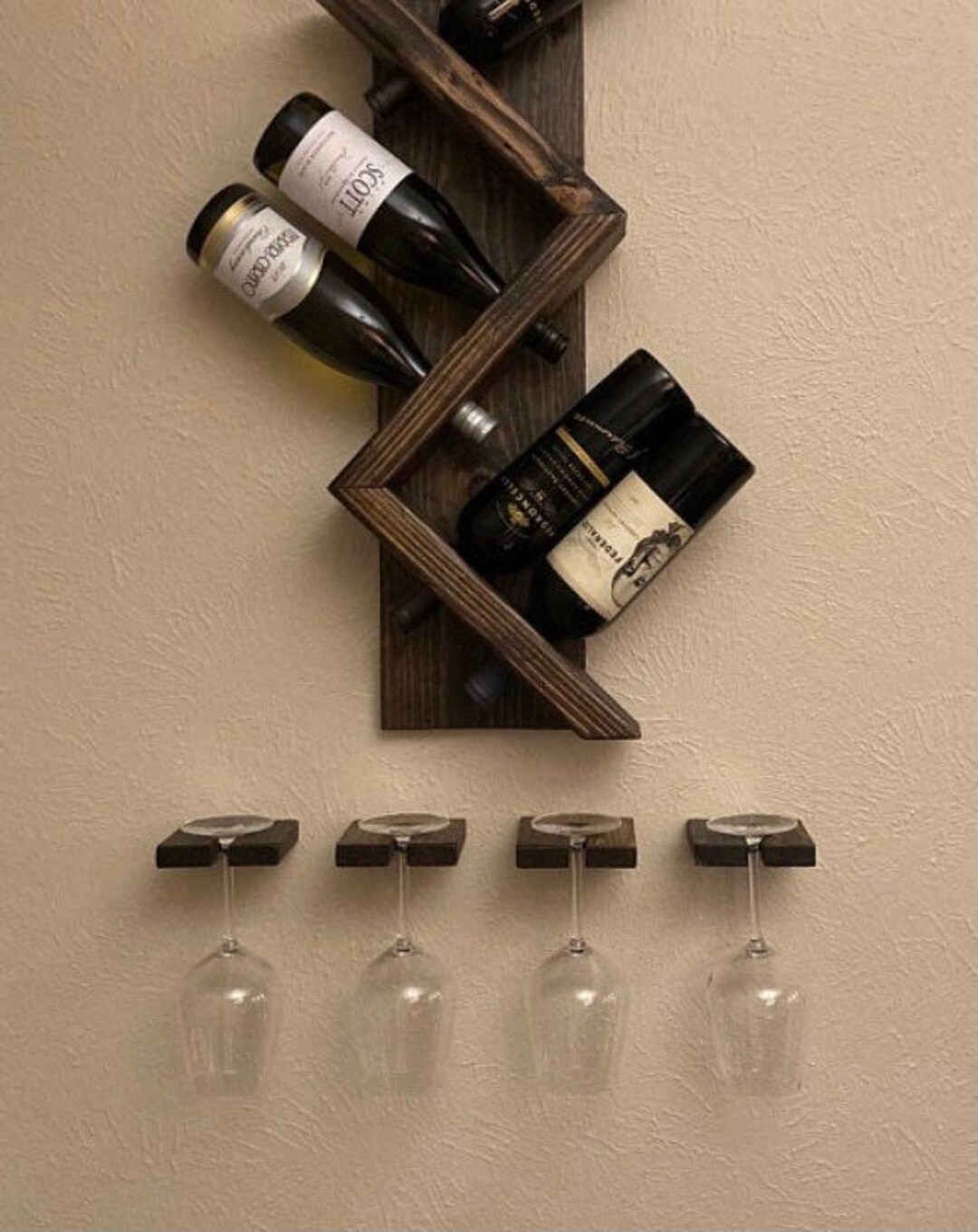 Zig Zag Wine Bottle Holder| Wine Bottle Holder| Wall Wine Holder | Wine ...