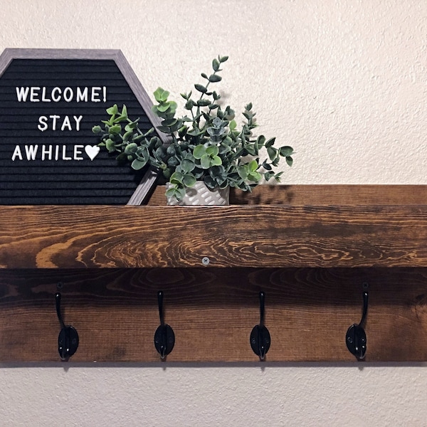Hanging Coat Rack With Shelf - Etsy