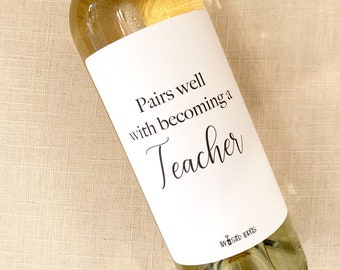 Teacher Wine Label | Etsy