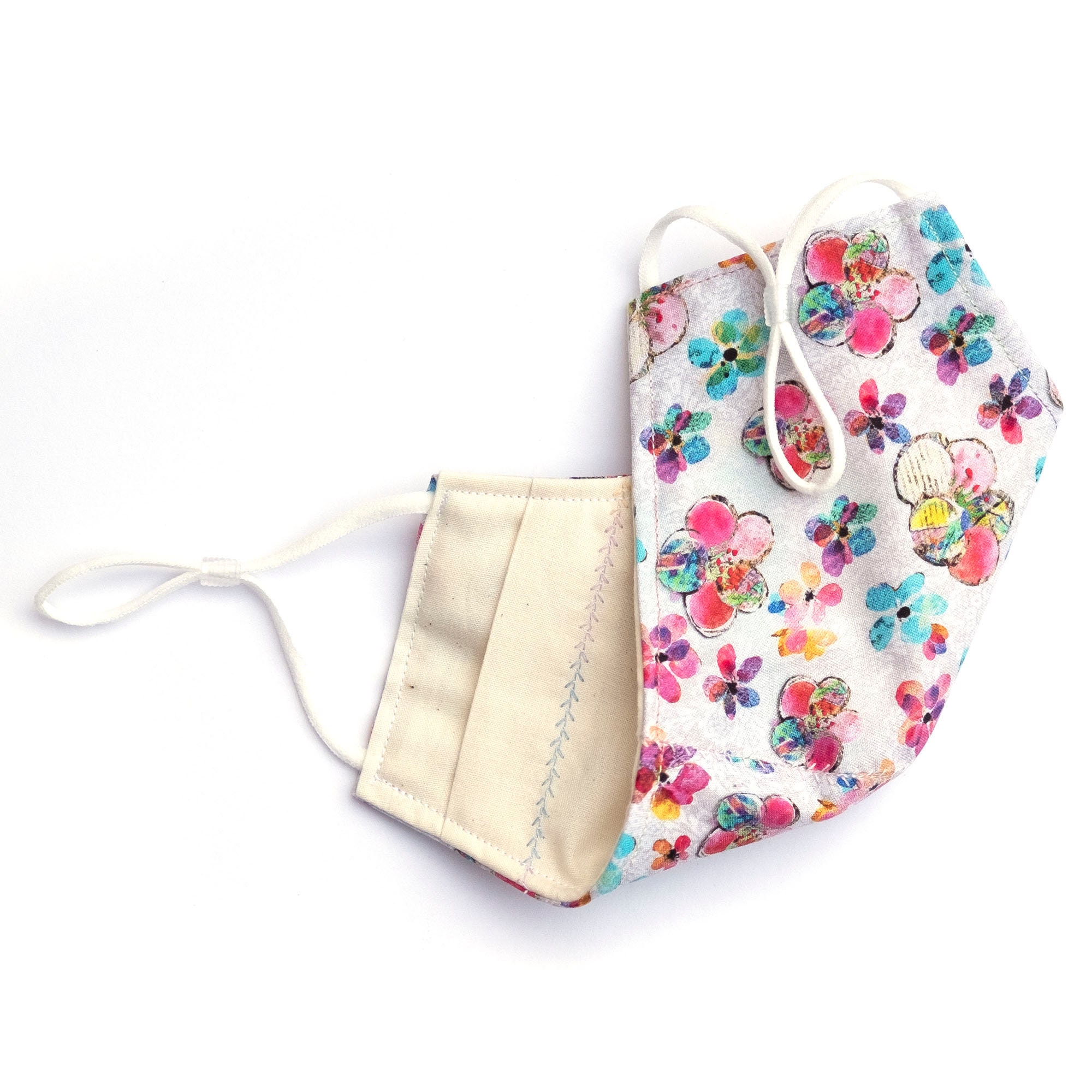 Colorful Flowers Face Mask With Adjustable Ear Loops and Filter Pocket ...