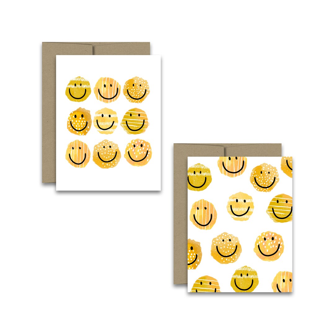 Smiley Face Greeting Card Set of 6 or 12 Blank Cards - Etsy