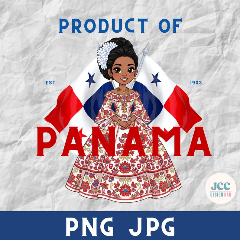 Product of Panama PNG JPG | Panamanian Woman in Pollera Sublimation DTF ...