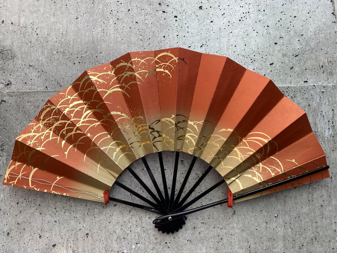 Japanese Vintage Fan, Folding Fan, Vintage Paper Fan - Etsy