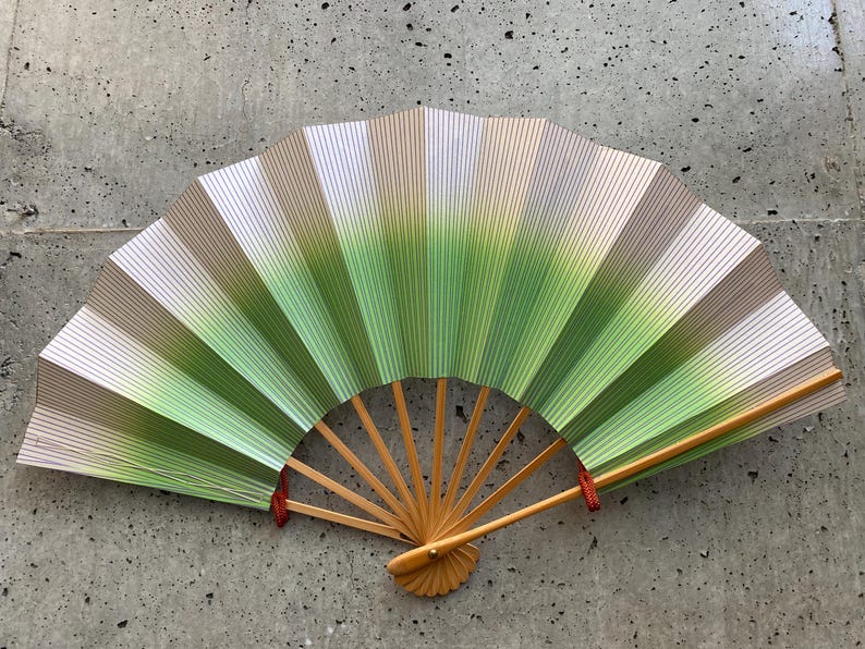 Japanese Folding Fan - in Stripes. Vintage - Etsy