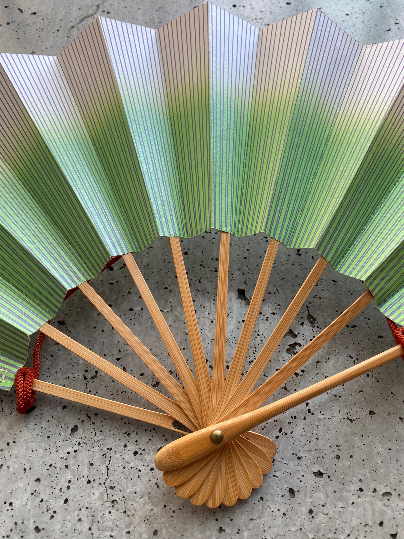Japanese Folding Fan - in Stripes. Vintage - Etsy