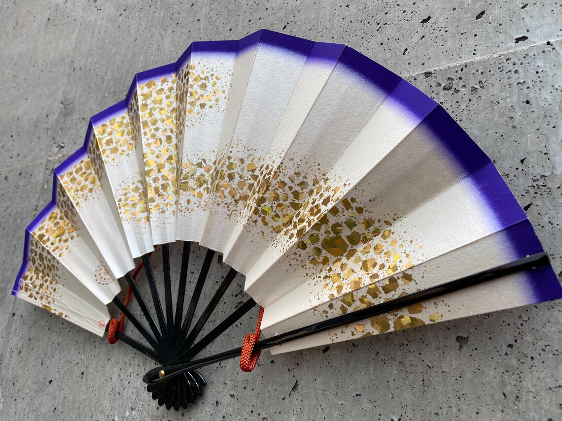 Japanese Folding Fan - Golden Vein. Vintage - Etsy