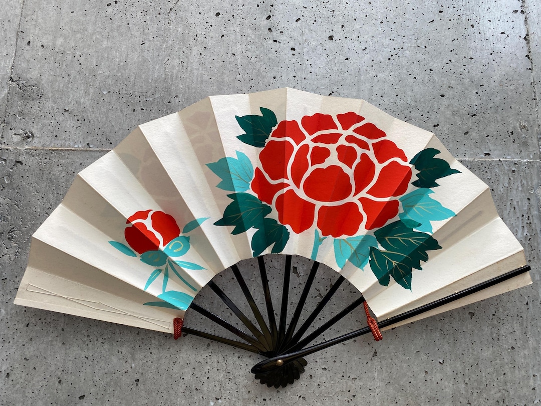 Folding Fan, Vintage Paper Fan, Japanese Vintage Fan - Etsy
