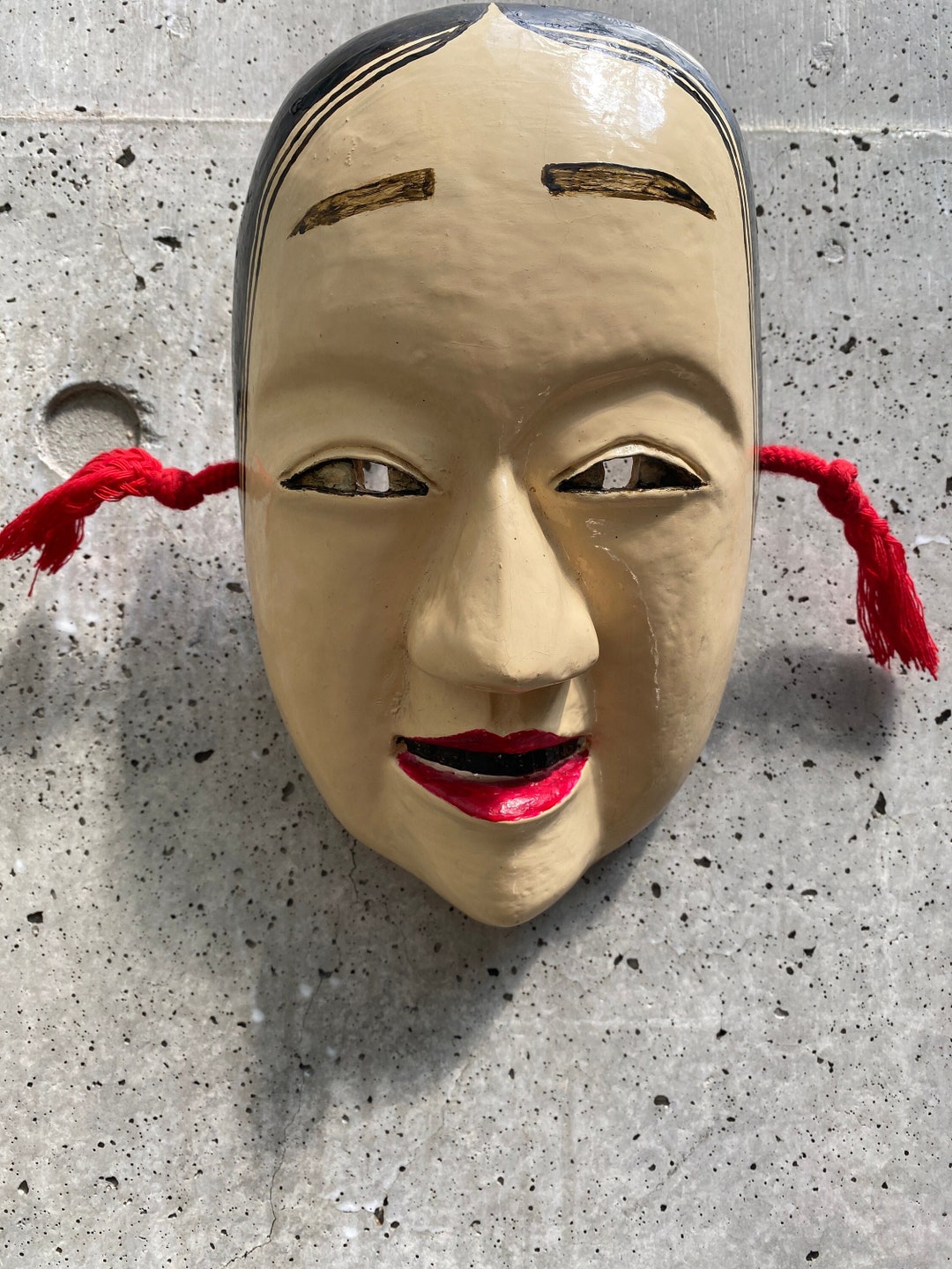 Decorative Hand Carved Wooden Mask Noh. Vintage Japanese Female Mask - Etsy