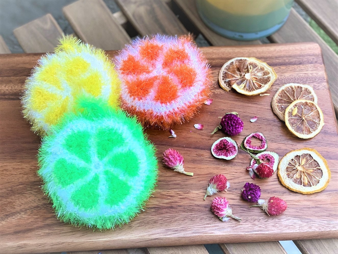 3 Pcs Lemon, Lime, Orange Scrubby Set New Home, Baby Shower Gift 100% ...