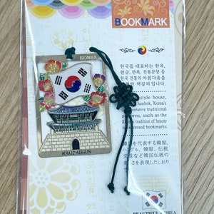 Gold-plated Korean Bookmark: Traditional Flag & Gate Design - Etsy