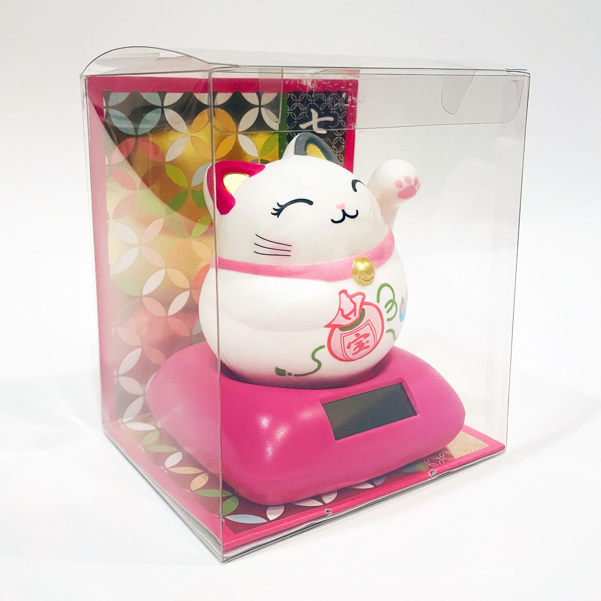 Solar Powered Waving Arm Lucky Cat Maneki-neko Beckoning Cat Lucky Cat ...