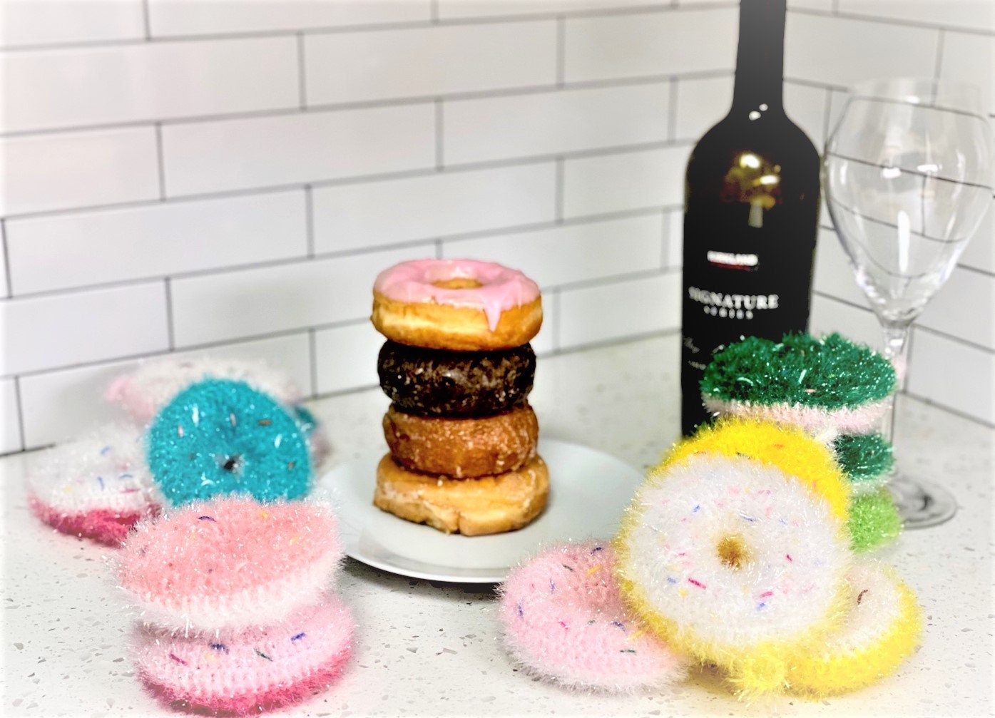 Handmade Donut Dish Sponge: Eco-friendly Polyester Yarn Scrubber - Etsy