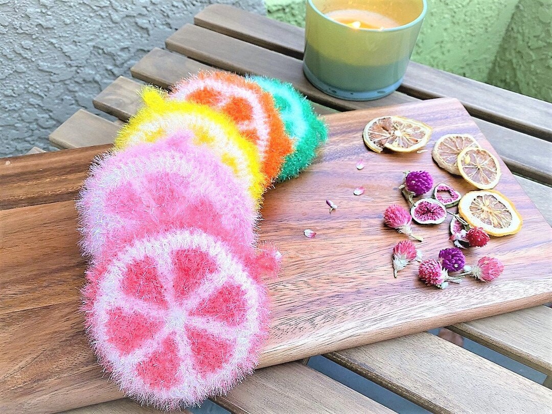 Handmade Fruit Dish Scrubbies: Eco-friendly Yarn Scrubber, Play Kitchen ...