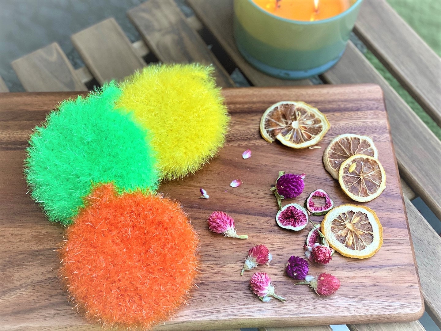 3 Pcs Lemon, Lime, Orange Scrubby Set New Home, Baby Shower Gift 100% ...