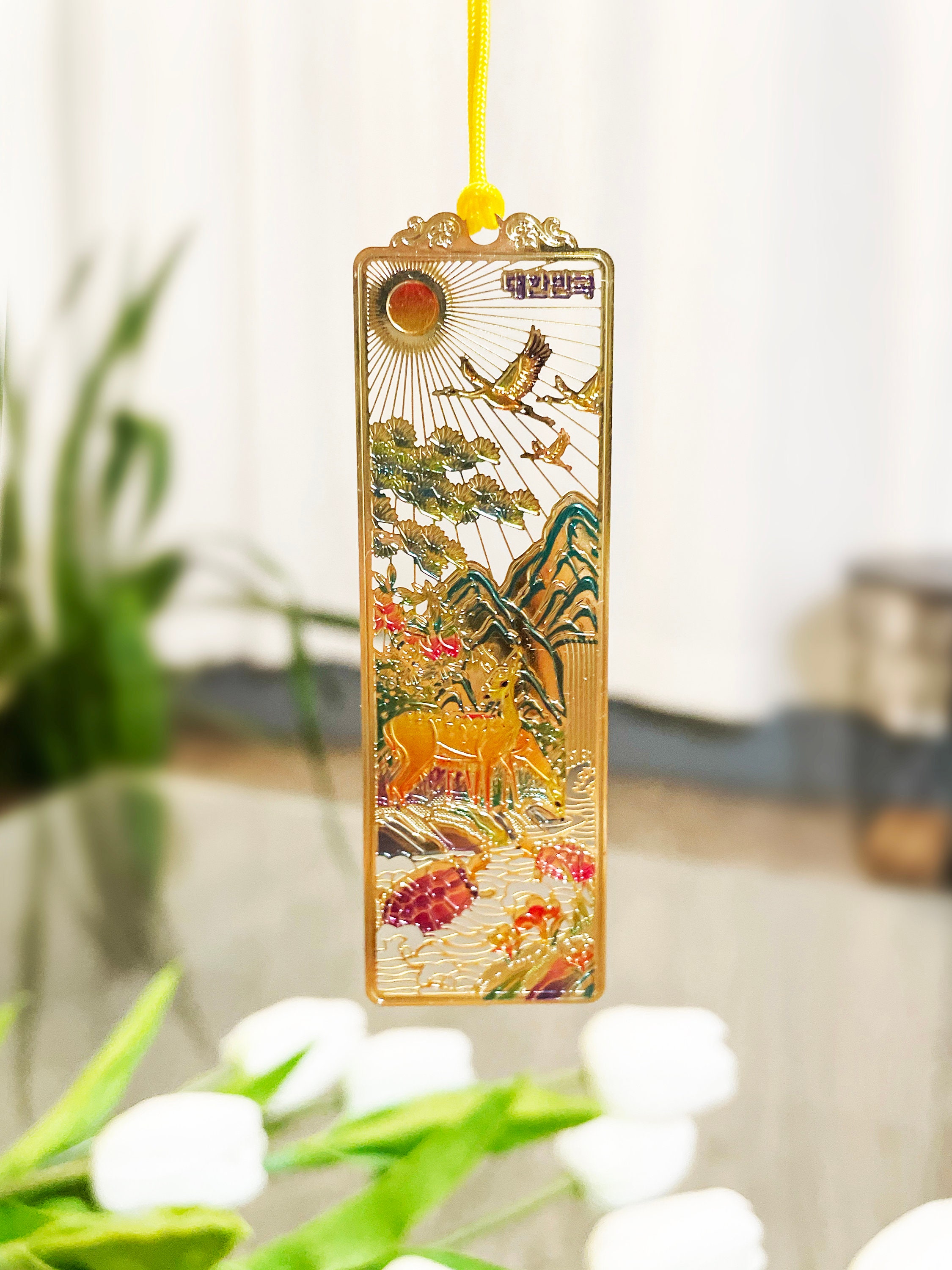 Korean Traditional Design Bookmark Ten Long Lives Ten Longevities Gold ...