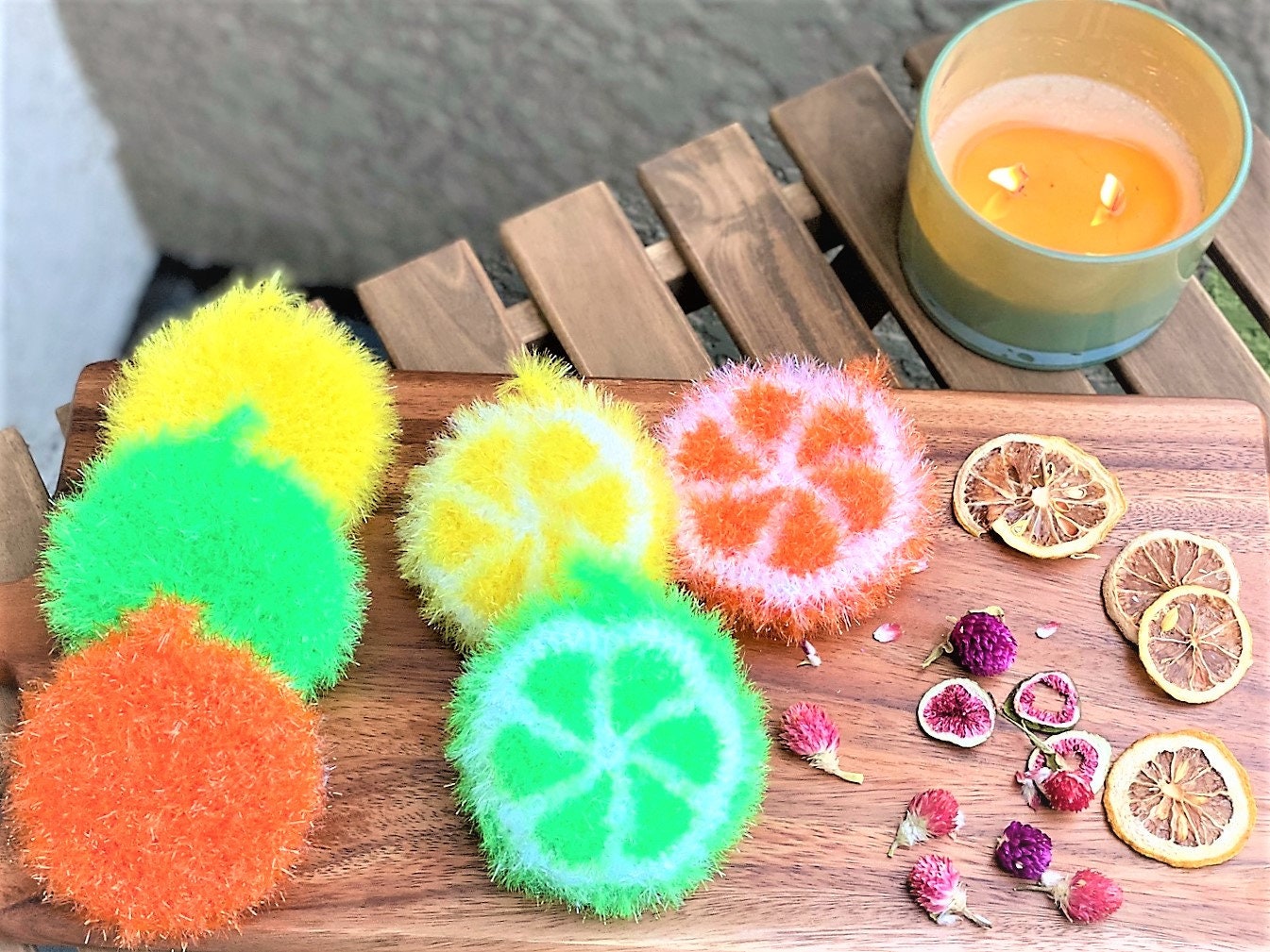3 Pcs Lemon, Lime, Orange Scrubby Set New Home, Baby Shower Gift 100% ...