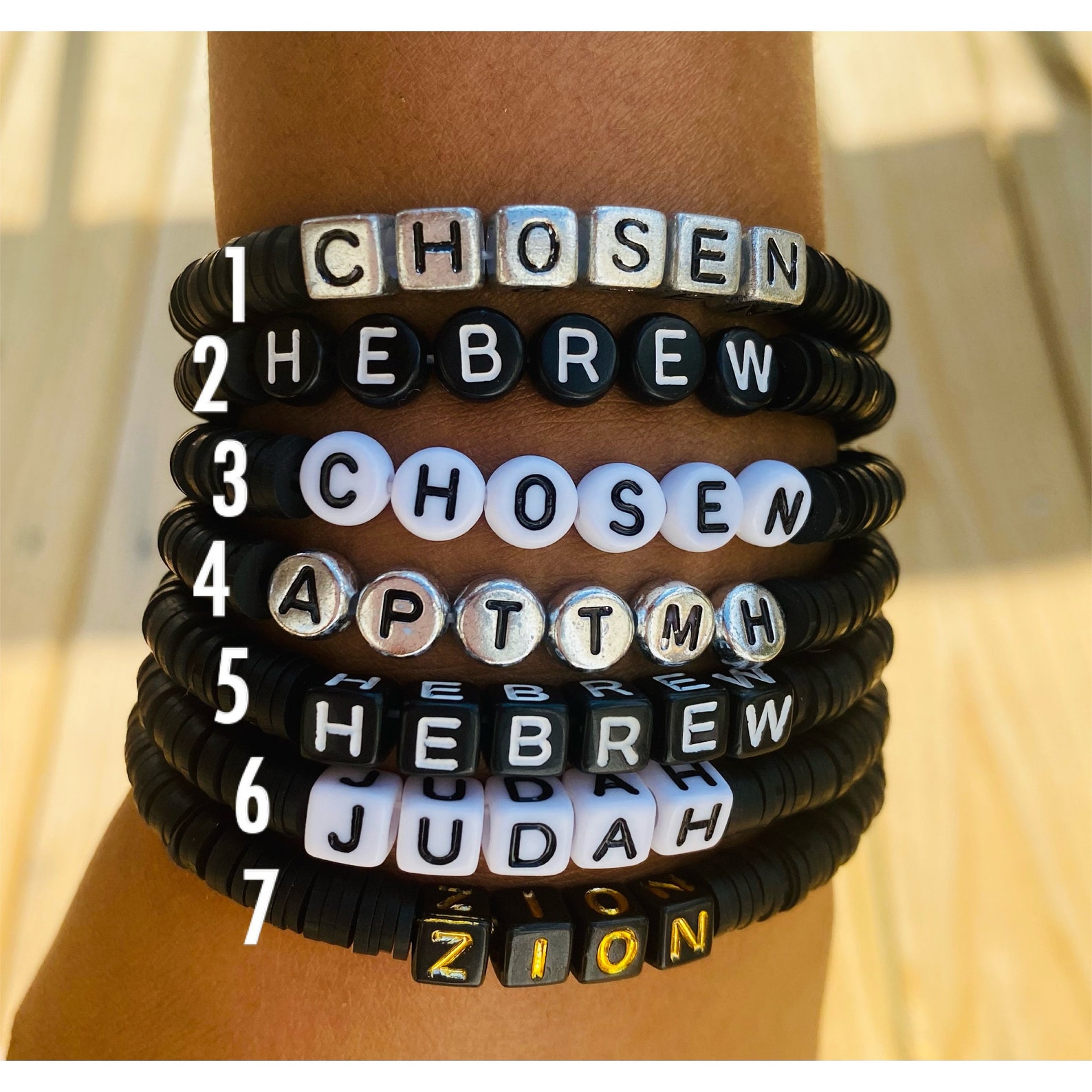 Custom Hebrew Bracelet/israelite Bracelet - Black Clay Beads - Etsy
