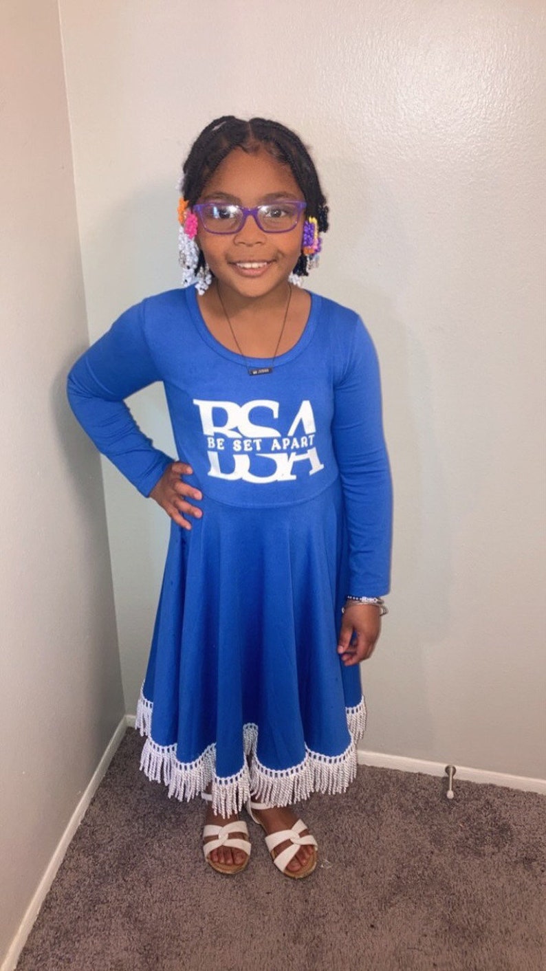 Custom Hebrew Israelite Long Sleeve Girls Dress W/ Fringes - Etsy