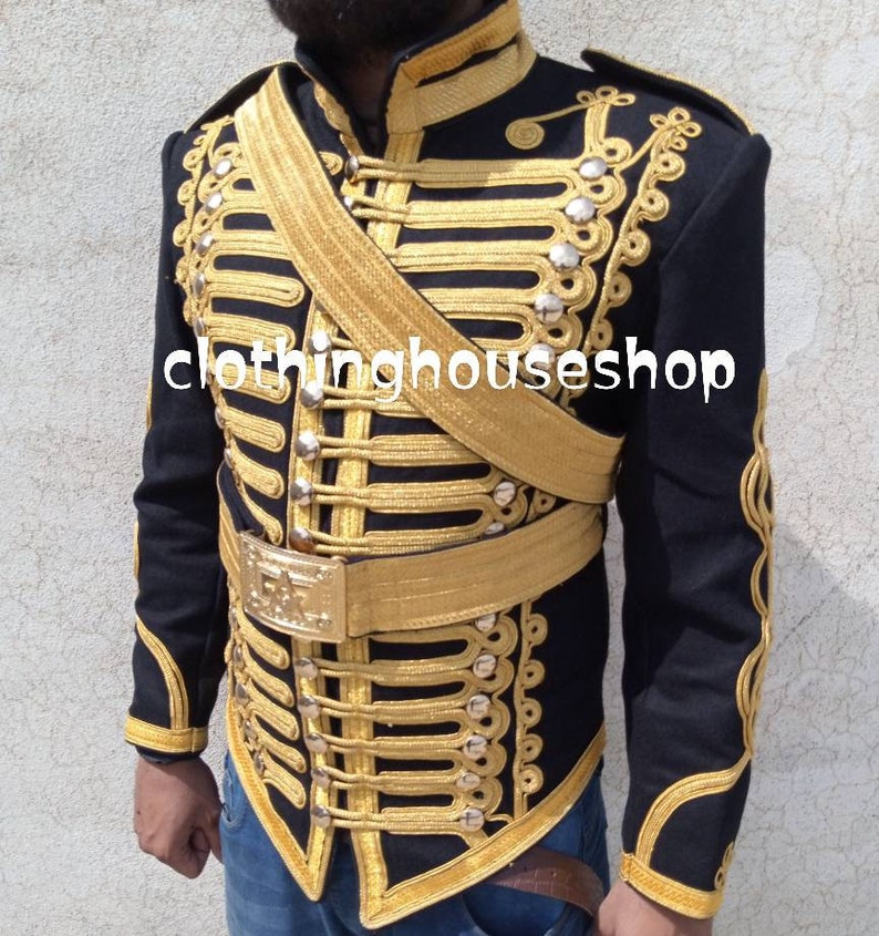 Mens Jacket Ceremonial Hussar Officers With Aiguillette and Cross Chest ...