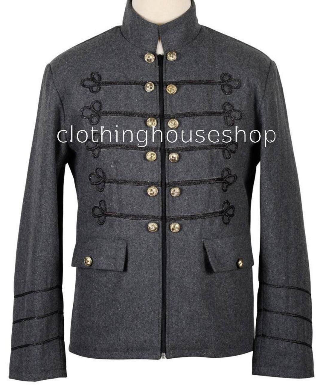 Gray Wool Napolian Style Renaissance Military Zipper Jacket for Men - Etsy