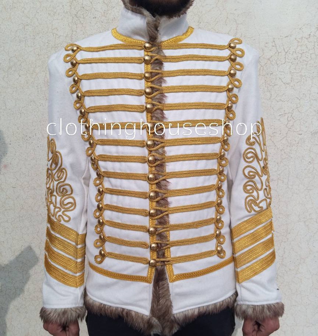 New White Napoleonic Hussar Uniform Miltary Style Tunic Pelisse Jimmi ...