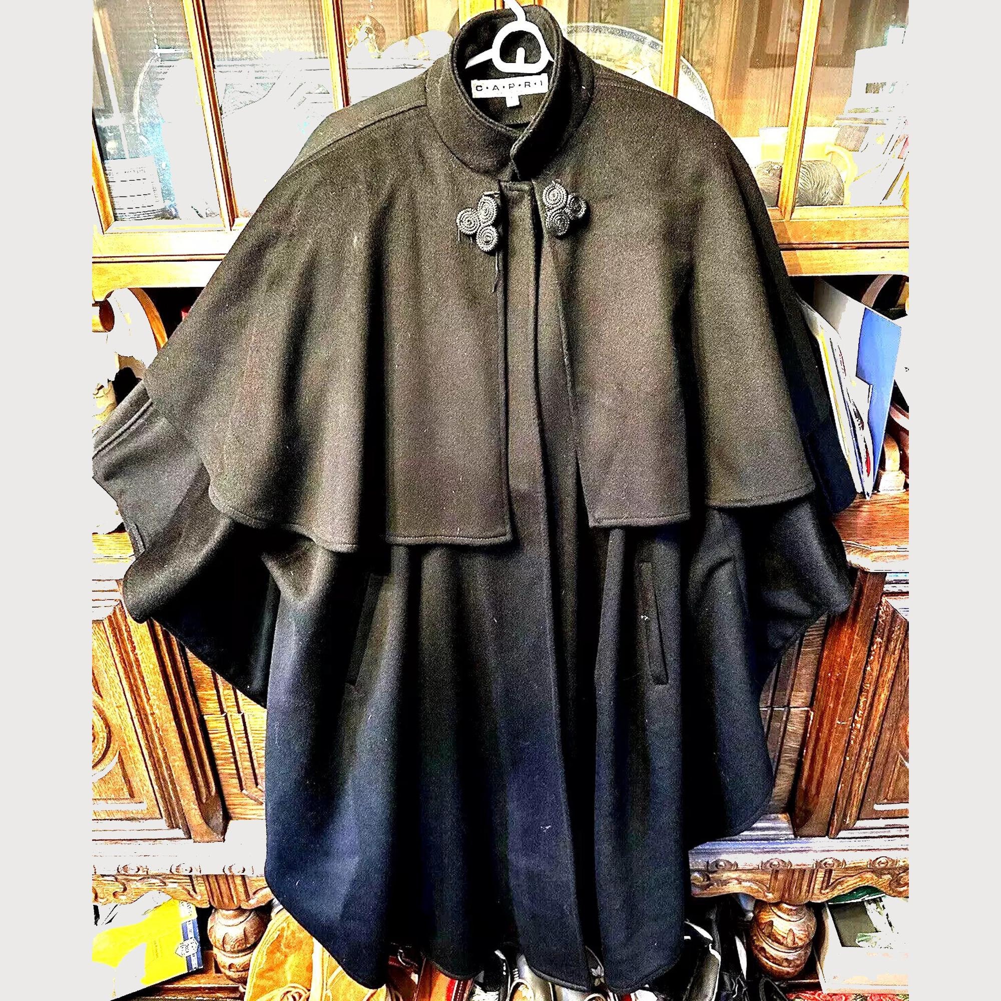Men's Vintage 100% Wool Style Heavy Cape Cloak Coat, Men's Wool Clock ...