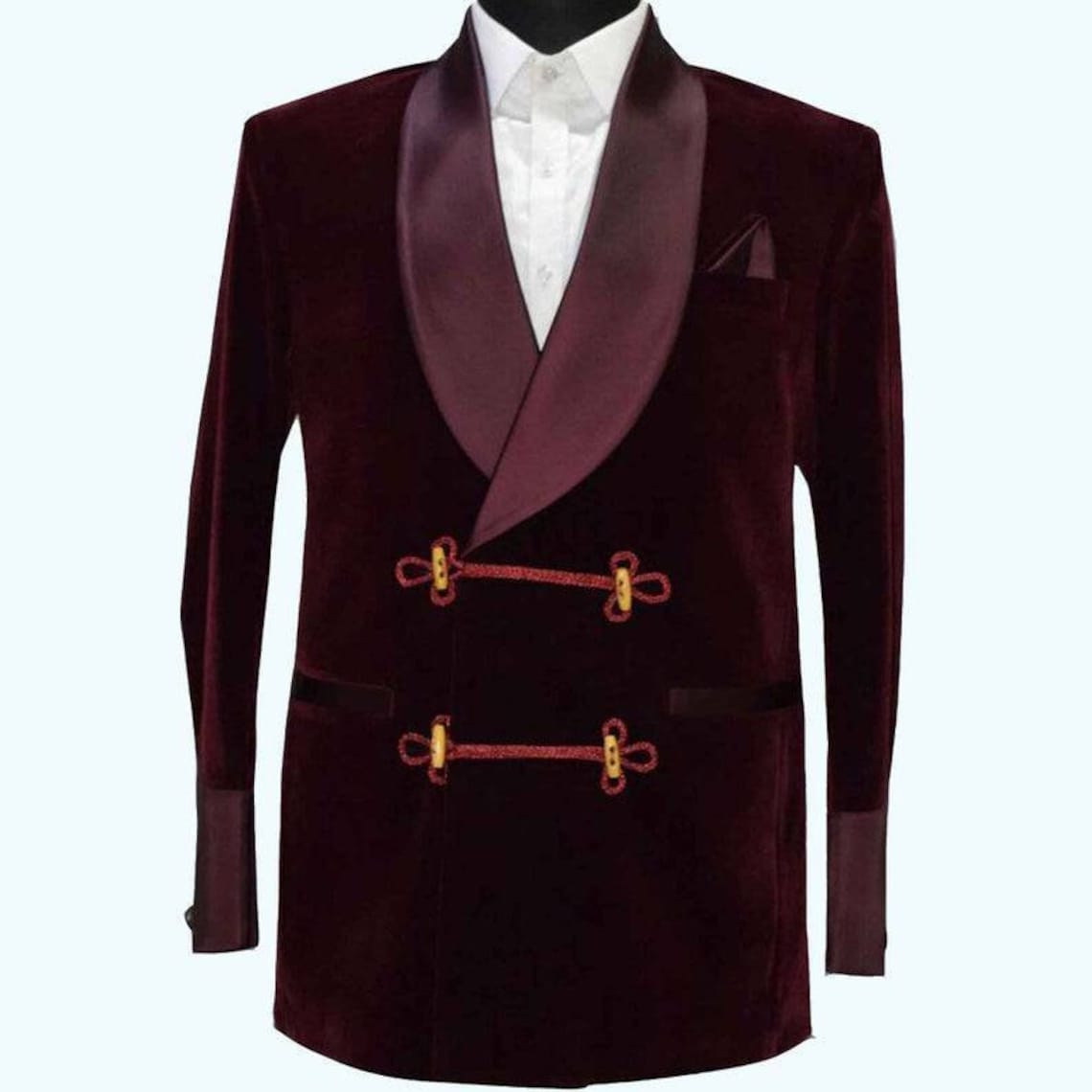 Herren Samt Rauchen Gesteppter Langer Abendessen Mantel,Herren Samt ...