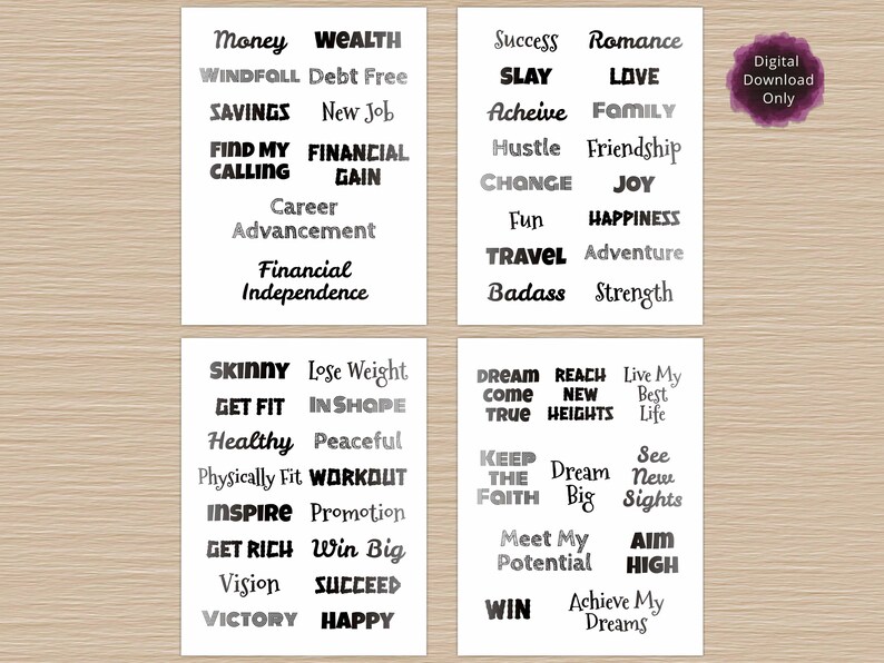 Vision Board Kit With Positive Words and Template, Digital Vision Board ...
