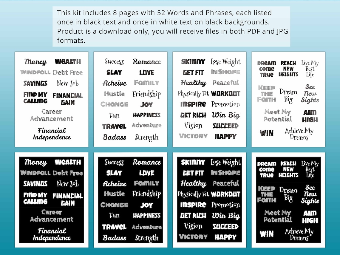 Vision Board Kit, Vision Board Words, Positive Affirmations ...