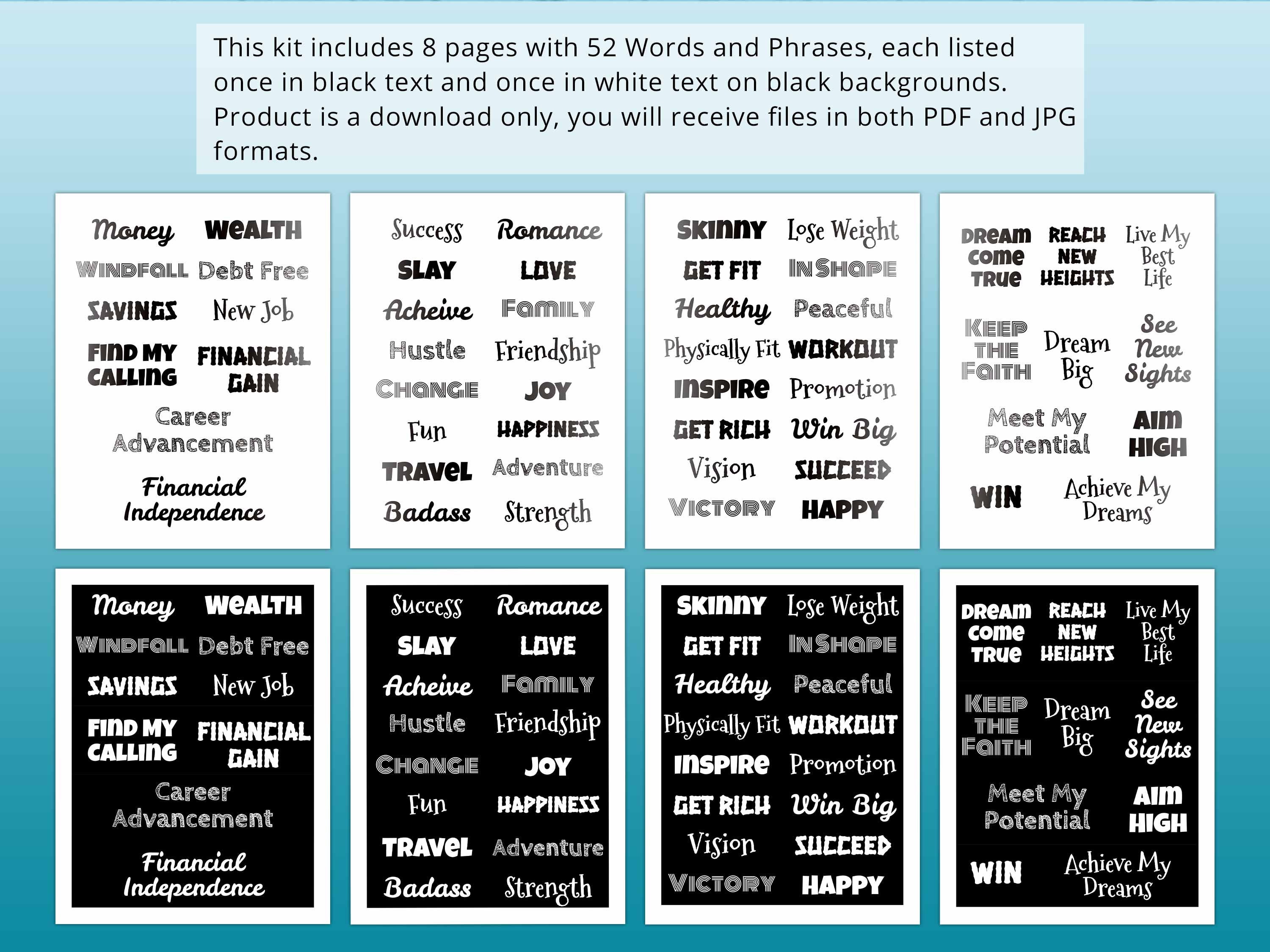 Vision Board Kit, Vision Board Words, Positive Affirmations ...