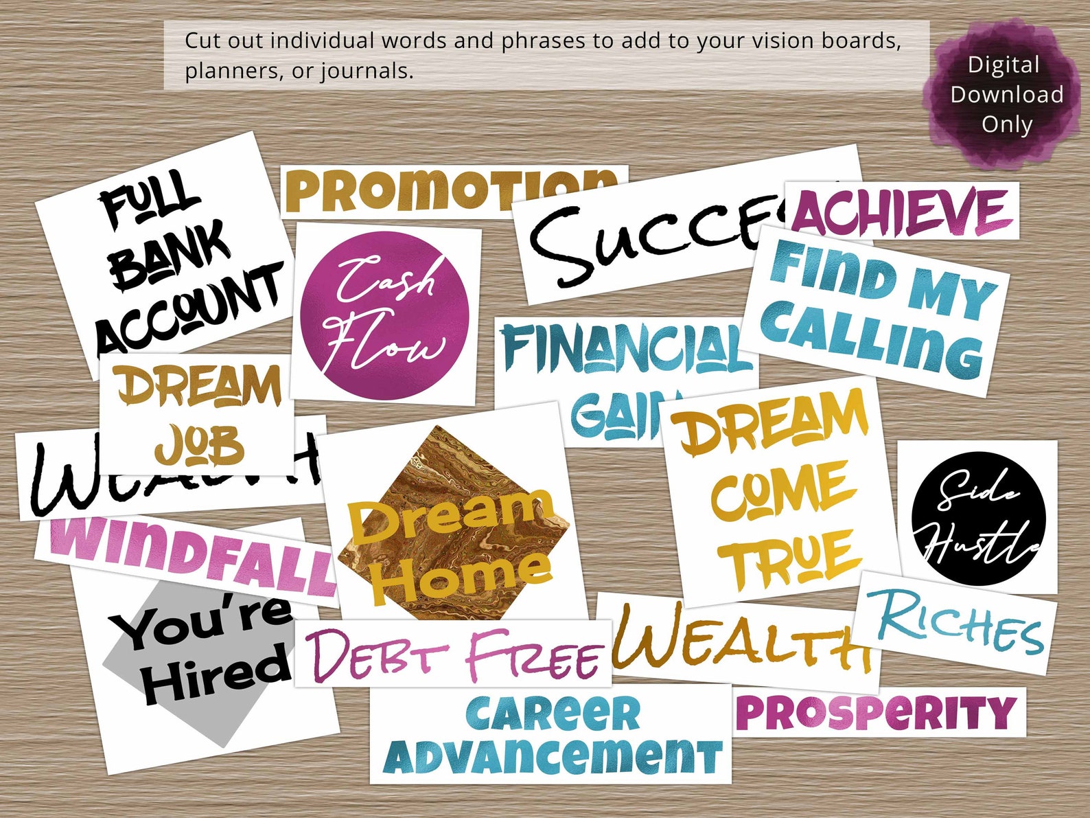 Vision Board Words, Financial Vision Board, Career Power Words - Etsy