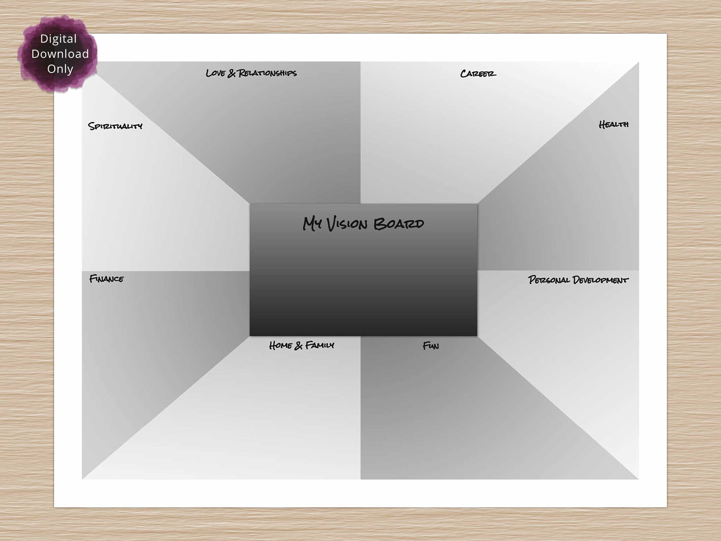 Black and White Vision Board Template, Printable Vision Board Kit ...