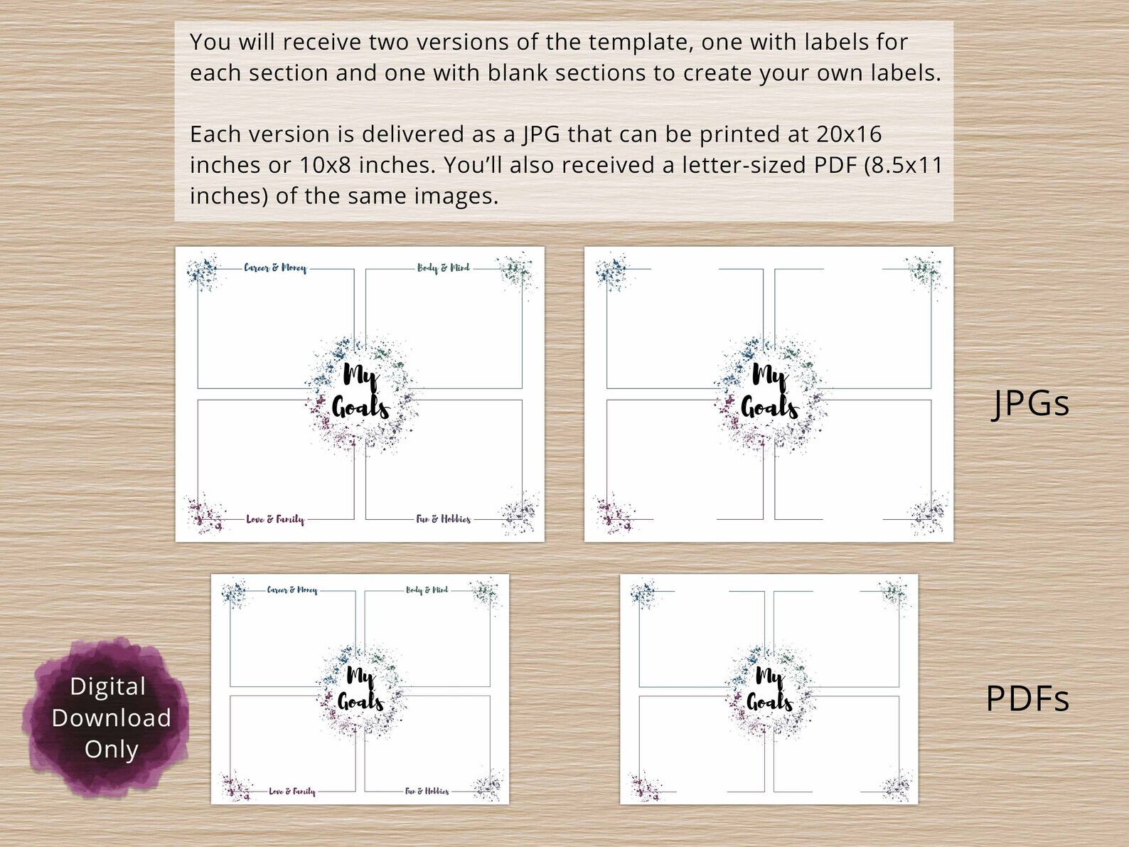 Goal Planning Template, Printable Vision Board Kit, Dream Board, Goal ...