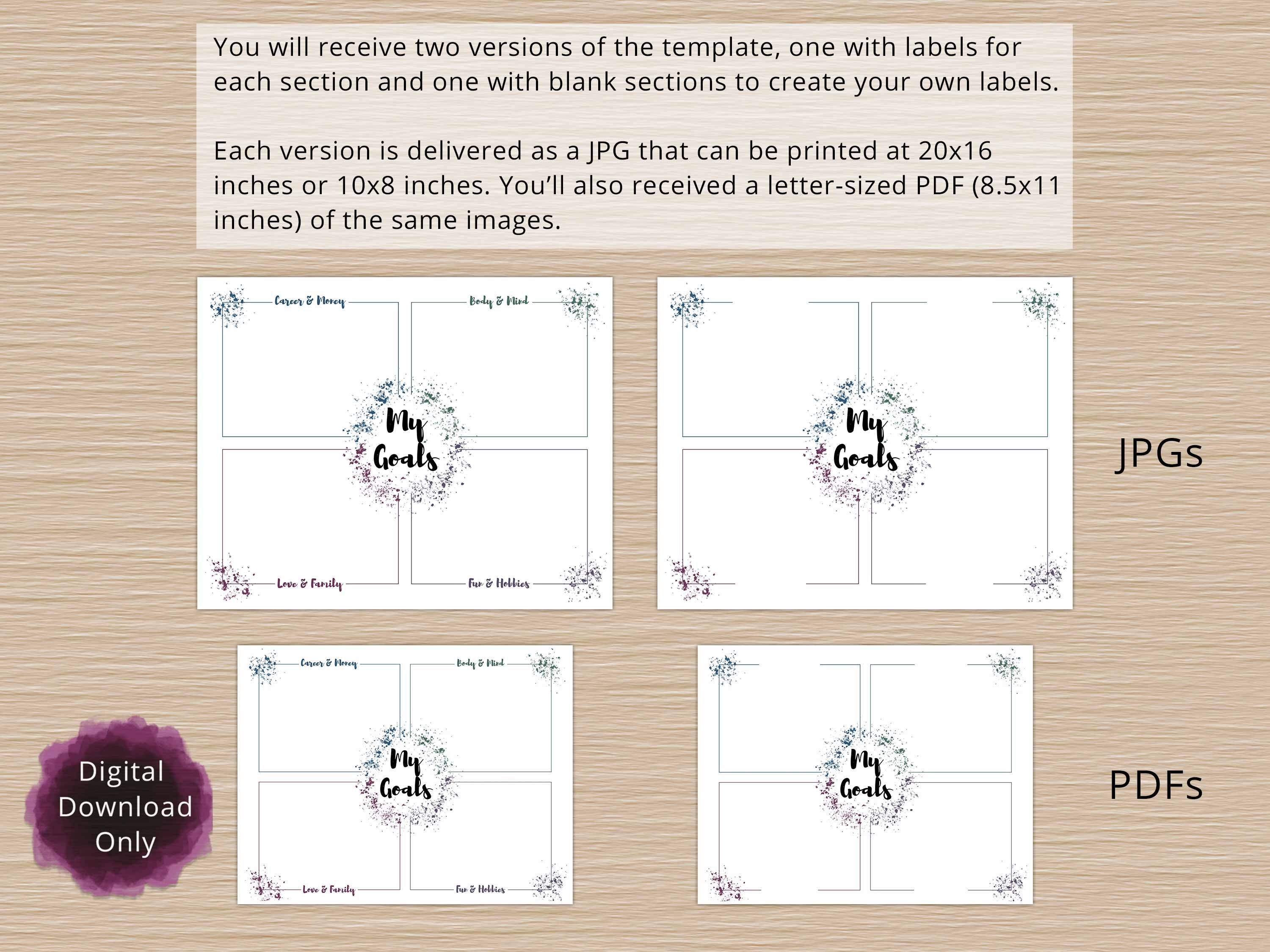 Goal Planning Template, Printable Vision Board Kit, Dream Board, Goal ...