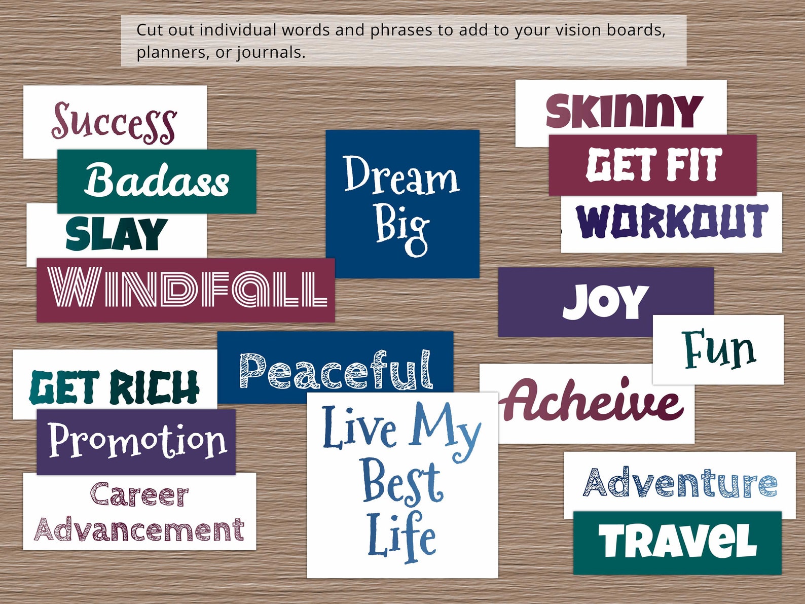Vision Board Kit, Vision Board Printables, Positive Affirmations ...