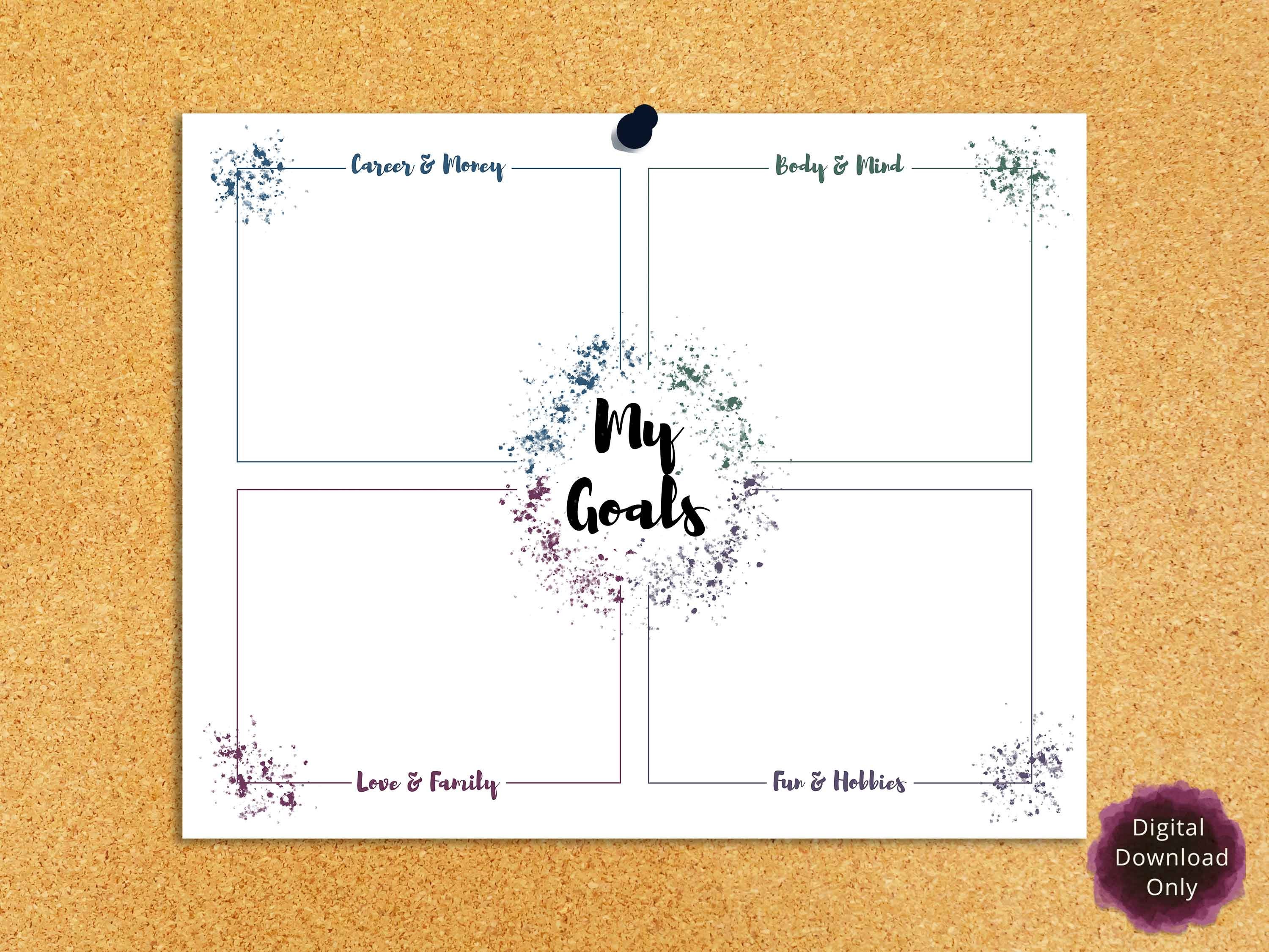 Goal Planning Template, Printable Vision Board Kit, Dream Board, Goal ...