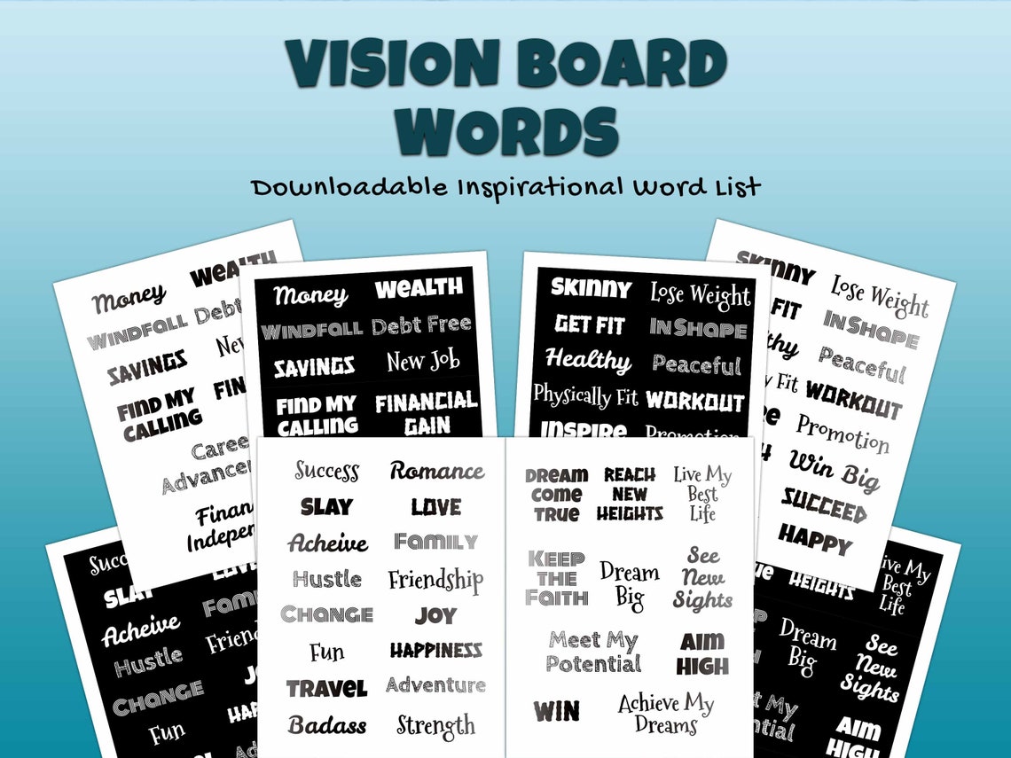 Vision Board Kit, Vision Board Words, Positive Affirmations ...