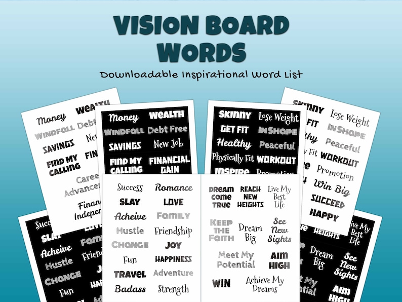 Vision Board Kit, Vision Board Words, Positive Affirmations ...