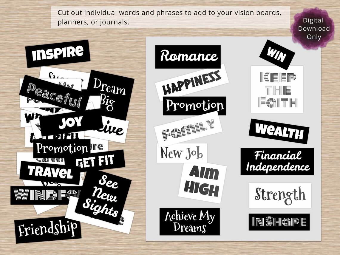 Vision Board Kit, Vision Board Words, Positive Affirmations ...