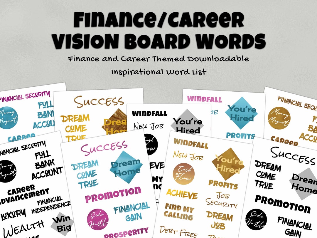 Vision Board Words, Financial Vision Board, Career Power Words - Etsy